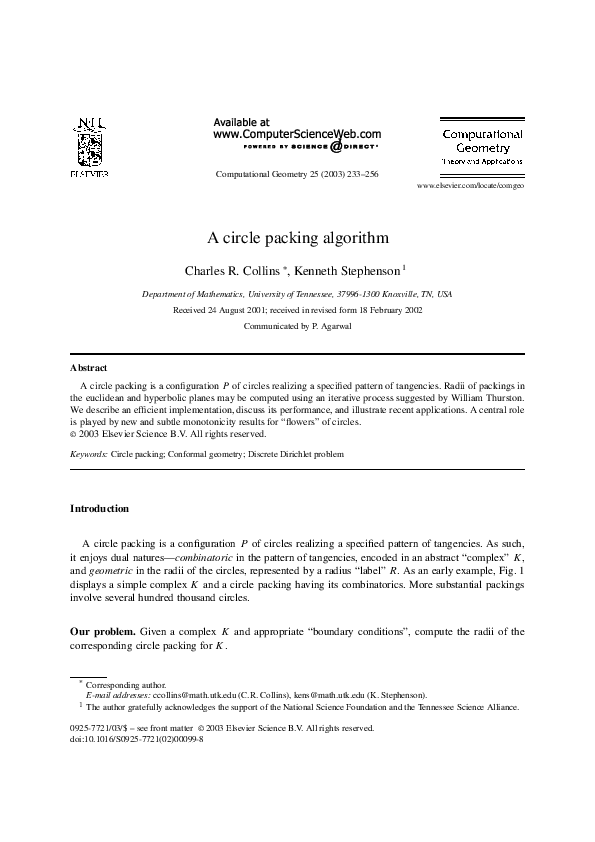 (PDF) A circle packing algorithm