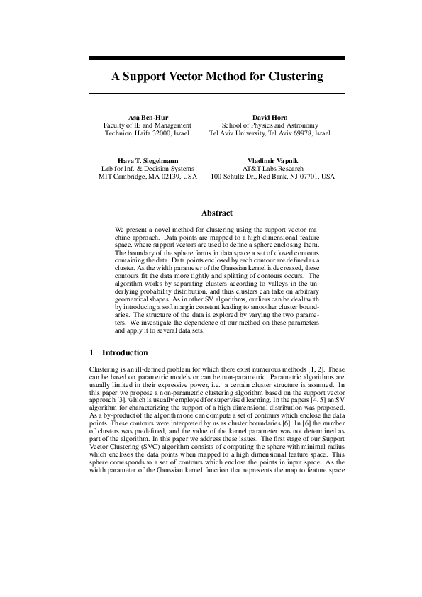 (PDF) A support vector method for clustering