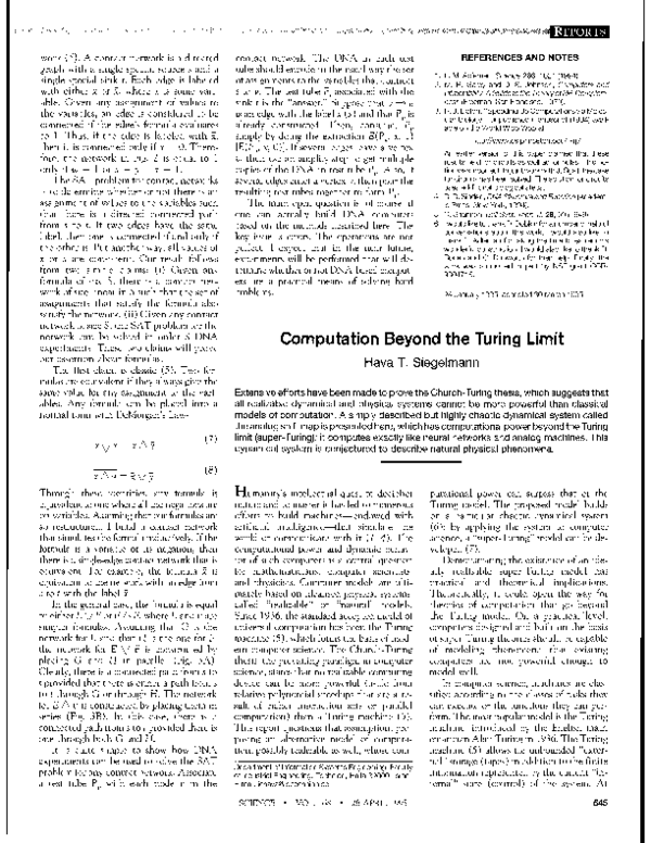 (PDF) Computation Beyond the Turing Limit
