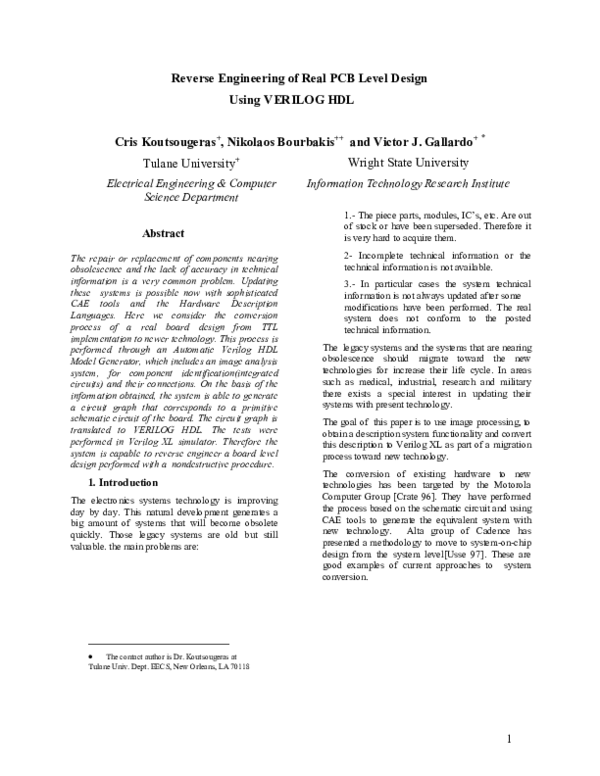 (PDF) Reverse engineering of real PCB level design using VERILOG HDL