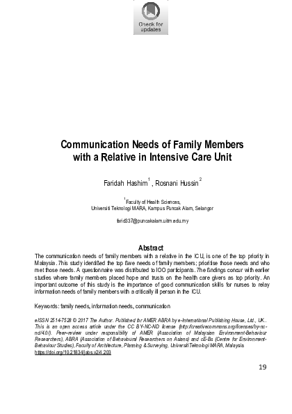 (PDF) Communication Needs of Family Members with a Relative in ...