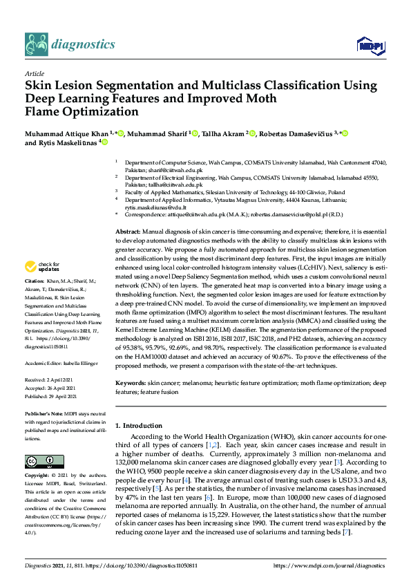 Pdf Skin Lesion Segmentation And Multiclass Classification Using Deep Learning Features And