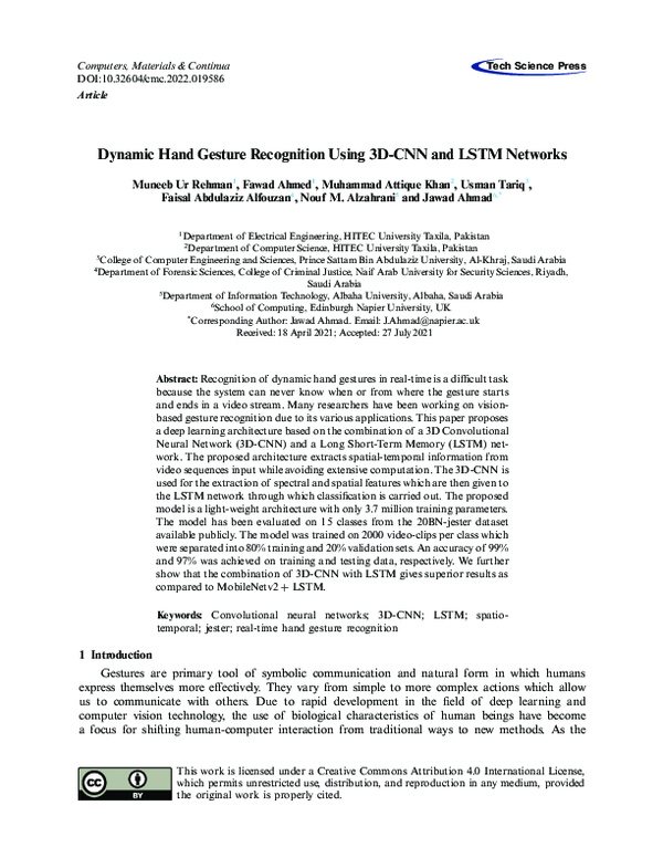 (PDF) Dynamic Hand Gesture Recognition Using 3D-CNN and LSTM Networks