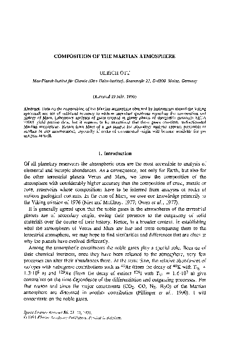 (PDF) Composition of the Martian atmosphere