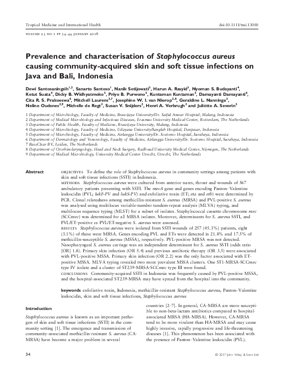 (PDF) Prevalence and characterisation of Staphylococcus aureus causing community-acquired skin ...
