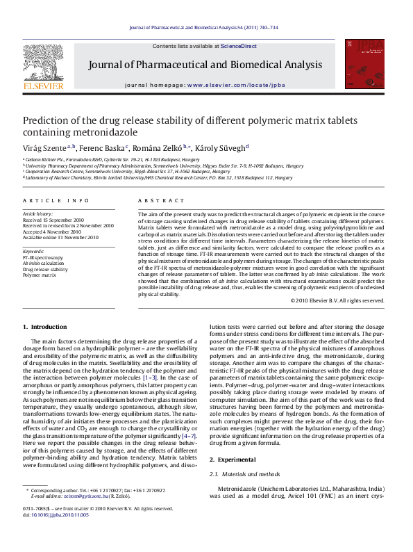 (PDF) Prediction of the drug release stability of different polymeric ...
