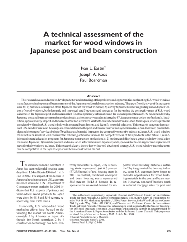 (PDF) A technical assessment of the market for wood windows in Japanese ...