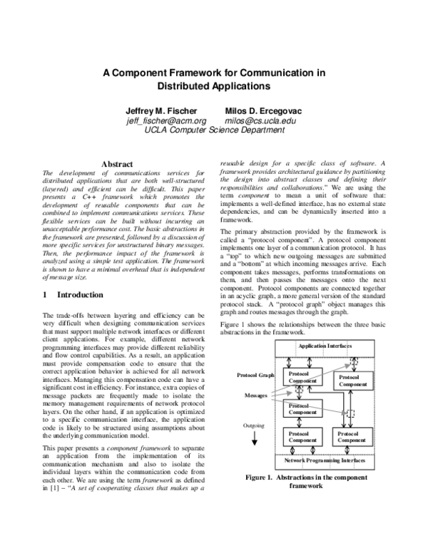 (PDF) A component framework for communication in distributed applications