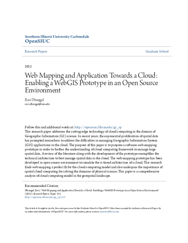 (PDF) Web Mapping and Application Towards a Cloud: Enabling a WebGIS Prototype in an Open Source ...