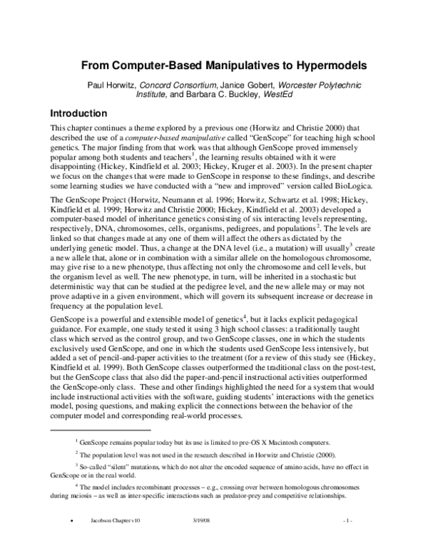 (PDF) From computer-based manipulatives to hypermodels