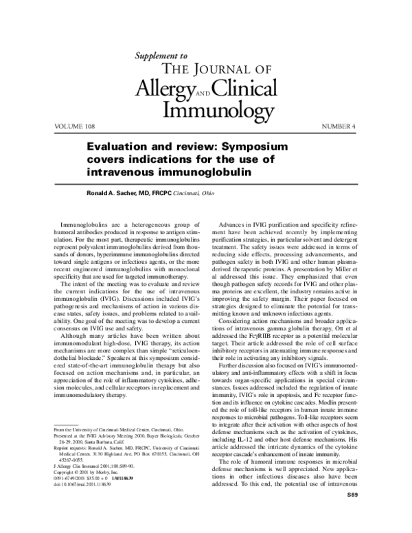 (PDF) Evaluation and review: Symposium covers indications for the use of intravenous ...