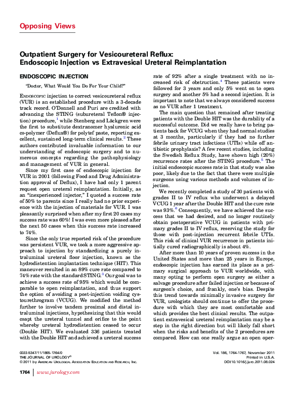 (PDF) Outpatient Surgery for Vesicoureteral Reflux: Endoscopic ...