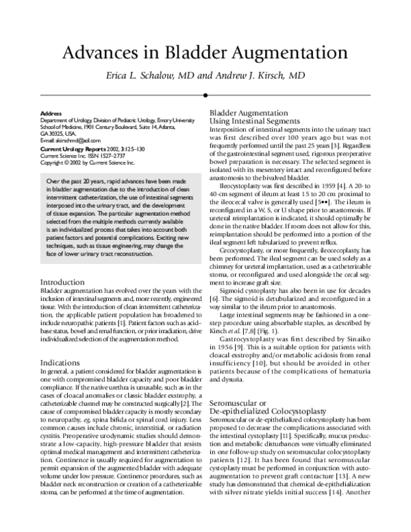 (PDF) Advances in bladder augmentation