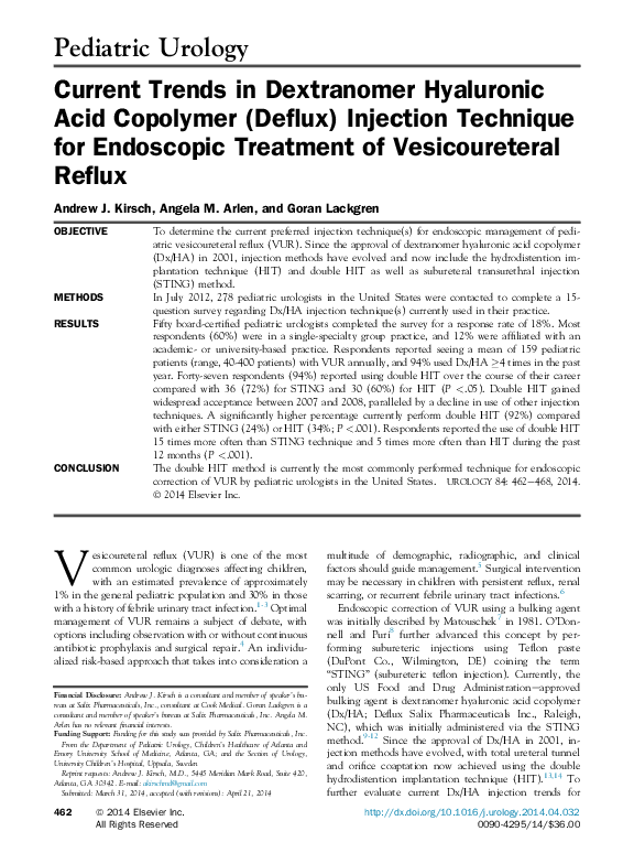 (PDF) Current Trends in Dextranomer Hyaluronic Acid Copolymer (Deflux ...
