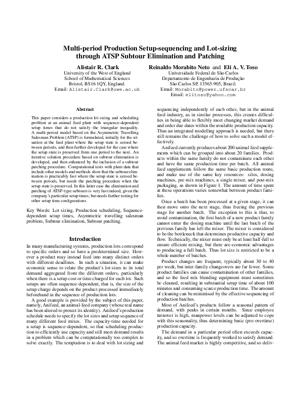 (PDF) Multi-period production setup-sequencing and lot-sizing through ATSP subtour elimination ...