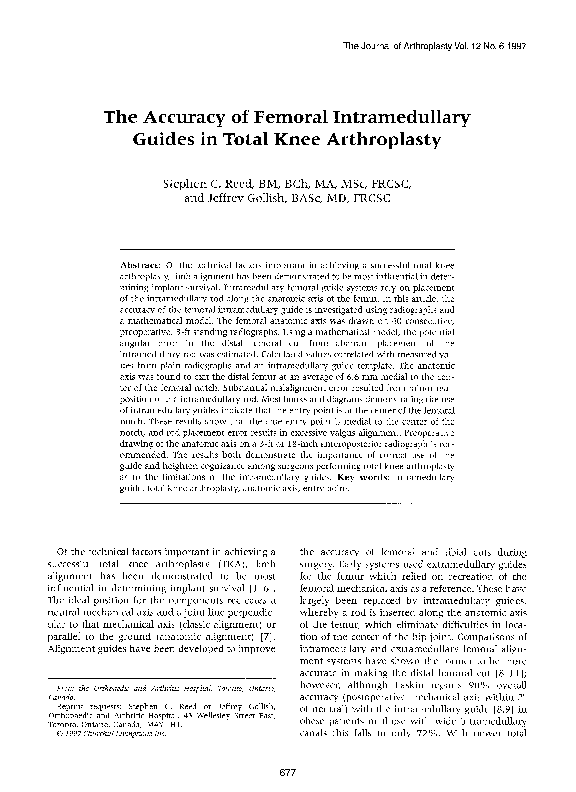 (PDF) The Accuracy of Femoral Intramedullary Guides In Total Knee ...