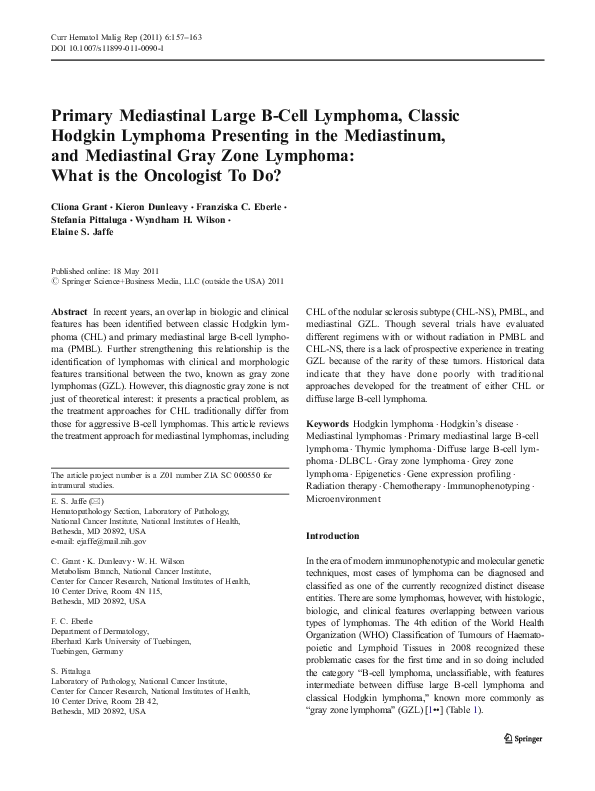 (PDF) Primary mediastinal large B-cell lymphoma, classic Hodgkin lymphoma presenting in the ...