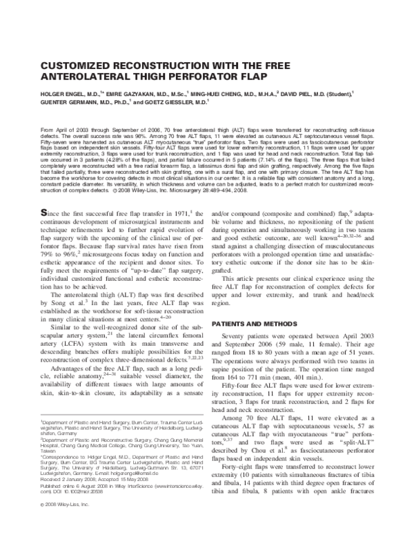 (PDF) The combined free partial vastus lateralis with anterolateral thigh perforator flap ...