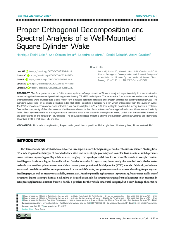 Pdf Proper Orthogonal Decomposition And Spectral Analysis Of A Wall Mounted Square Cylinder Wake