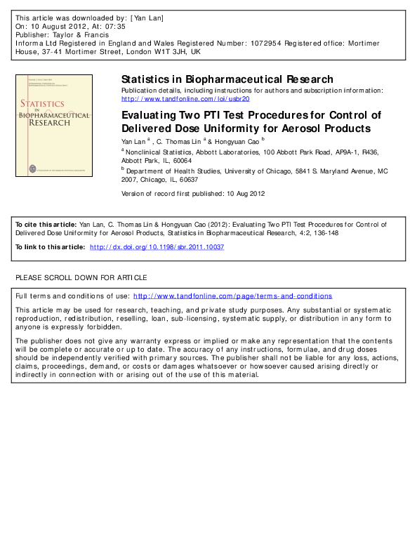 (PDF) Evaluating Two PTI Test Procedures for Control of Delivered Dose ...