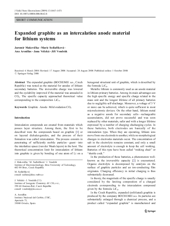(PDF) Expanded graphite as an intercalation anode material for lithium ...