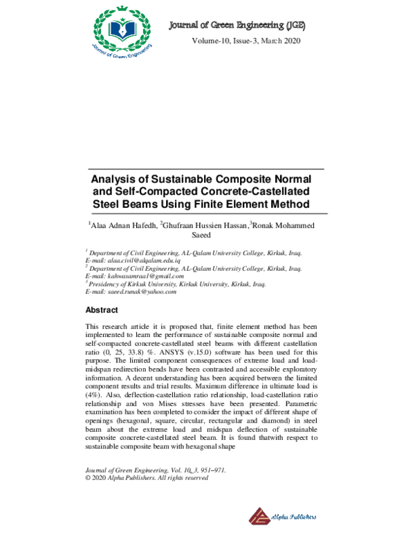 Pdf Analysis Of Sustainable Composite Normal And Self Compacted