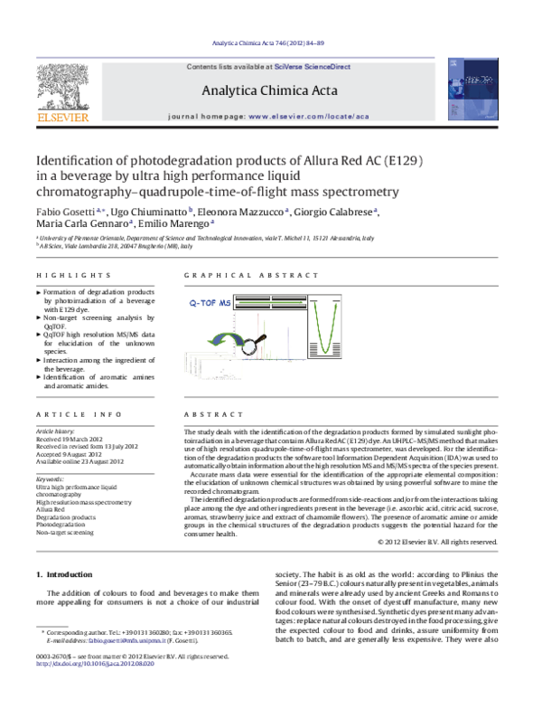 (PDF) Identification of photodegradation products of Allura Red AC ...