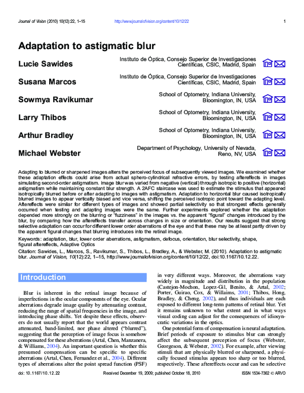 (PDF) Adaptation to astigmatic blur