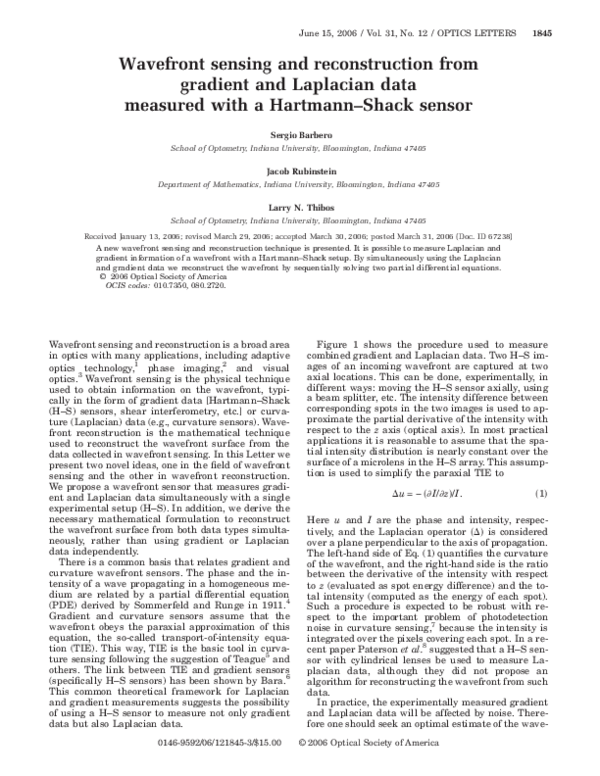 (PDF) Wavefront sensing and reconstruction from gradient and Laplacian ...
