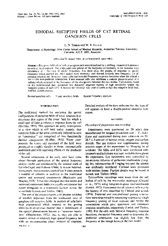 (PDF) Bimodal receptive fields of cat retinal ganglion cells