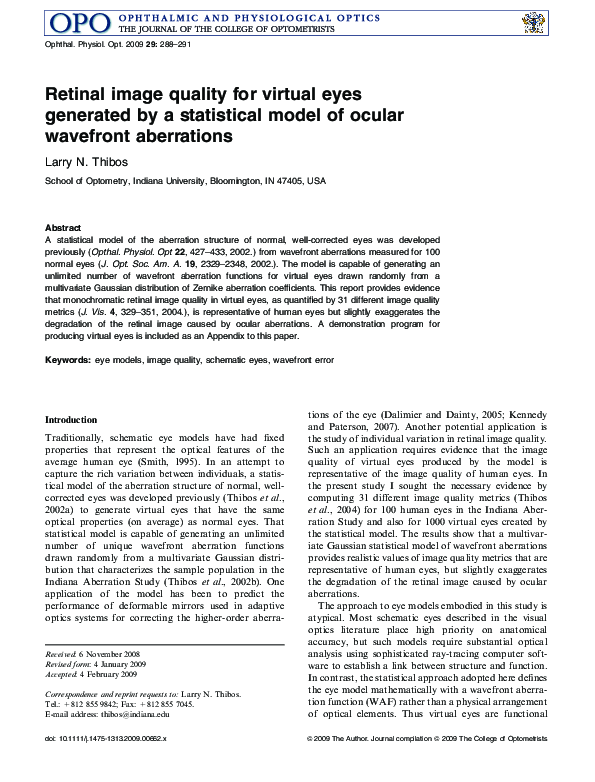 (PDF) Retinal image quality for virtual eyes generated by a statistical model of ocular ...