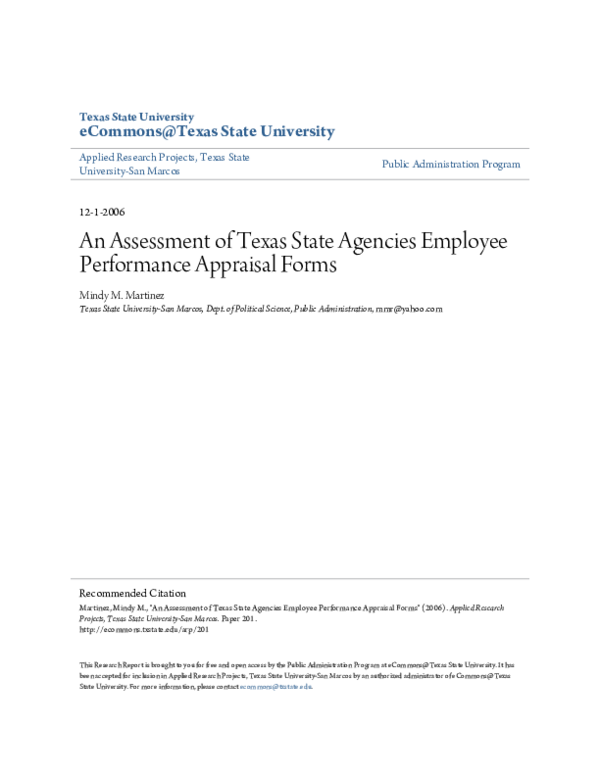 (PDF) An Assessment of Texas State Agencies Employee Performance ...