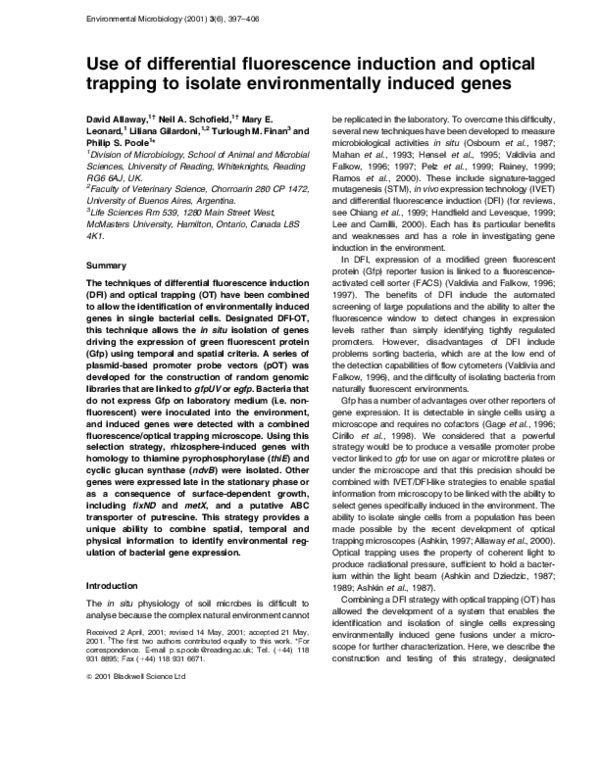 (PDF) Use of differential fluorescence induction and optical trapping ...