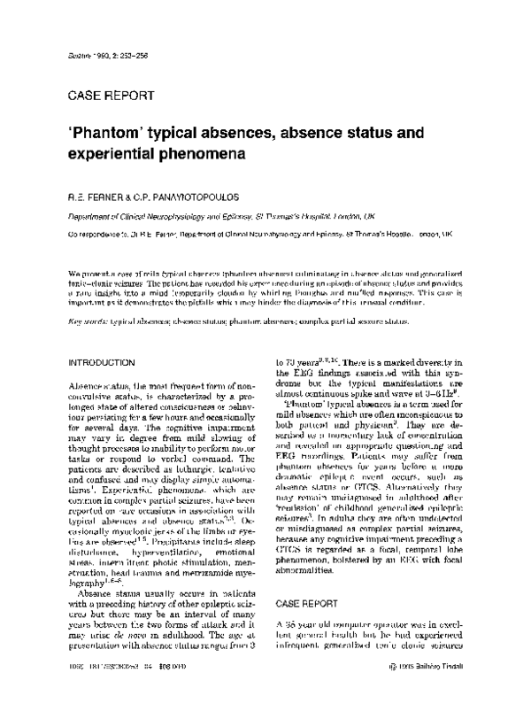(PDF) Phantom' typical absences, absence status and experiential phenomena