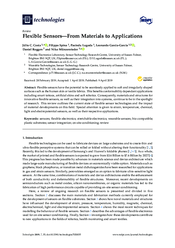 (PDF) Flexible Sensors—From Materials to Applications