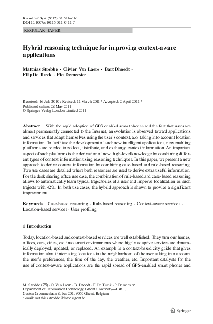 (PDF) Hybrid reasoning technique for improving context-aware applications