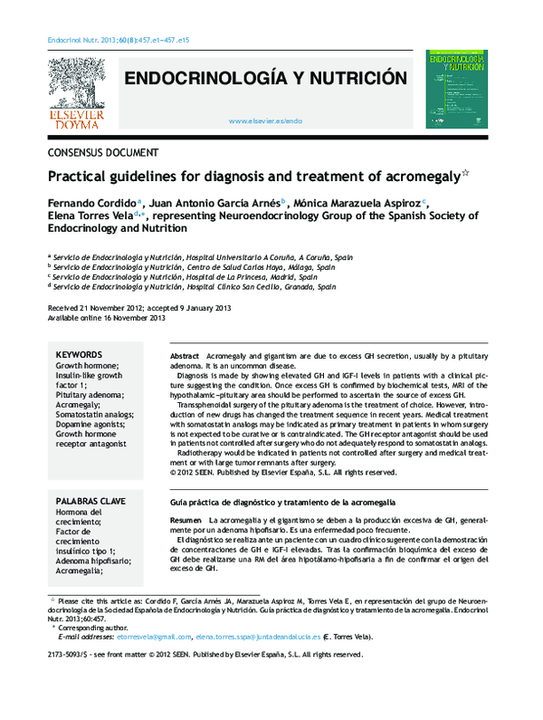 (PDF) Practical guidelines for diagnosis and treatment of acromegaly