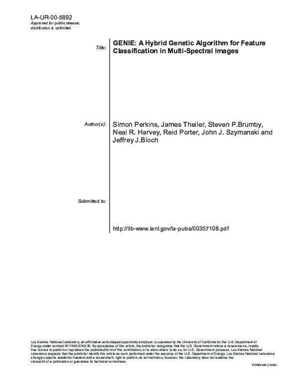 (PDF) GENIE: a hybrid genetic algorithm for feature classification in multispectral images