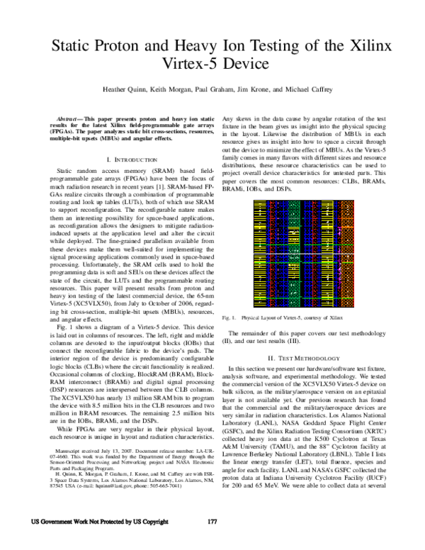 (PDF) Static Proton and Heavy Ion Testing of the Xilinx Virtex-5 Device