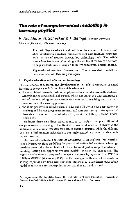 (PDF) The role of computer-aided modelling in learning physics