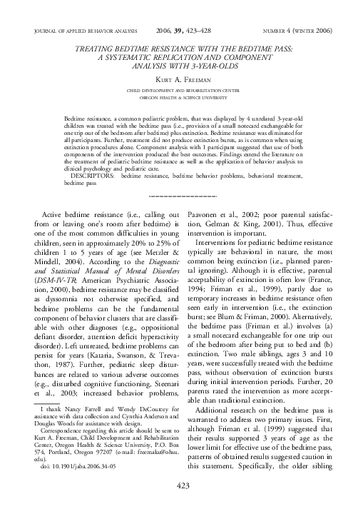 (PDF) Treating Bedtime Resistance with the Bedtime Pass: A Systematic ...