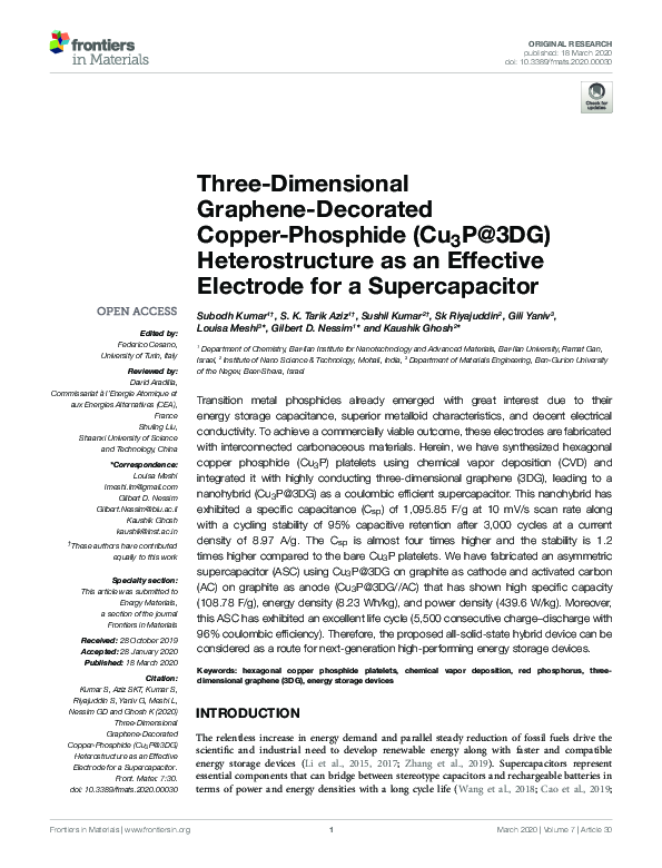 (PDF) Three-Dimensional Graphene-Decorated Copper-Phosphide (Cu3P@3DG ...