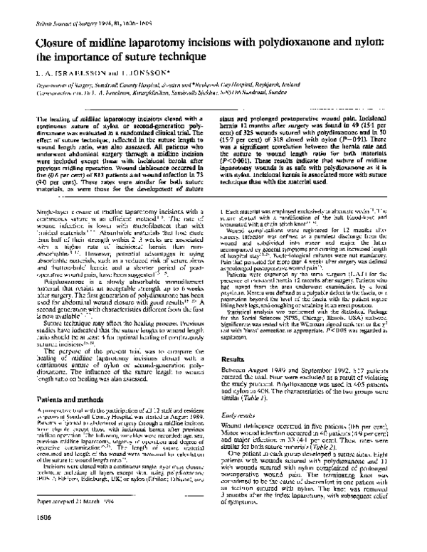 (PDF) Closure of midline laparotomy incisions with polydioxanone and ...