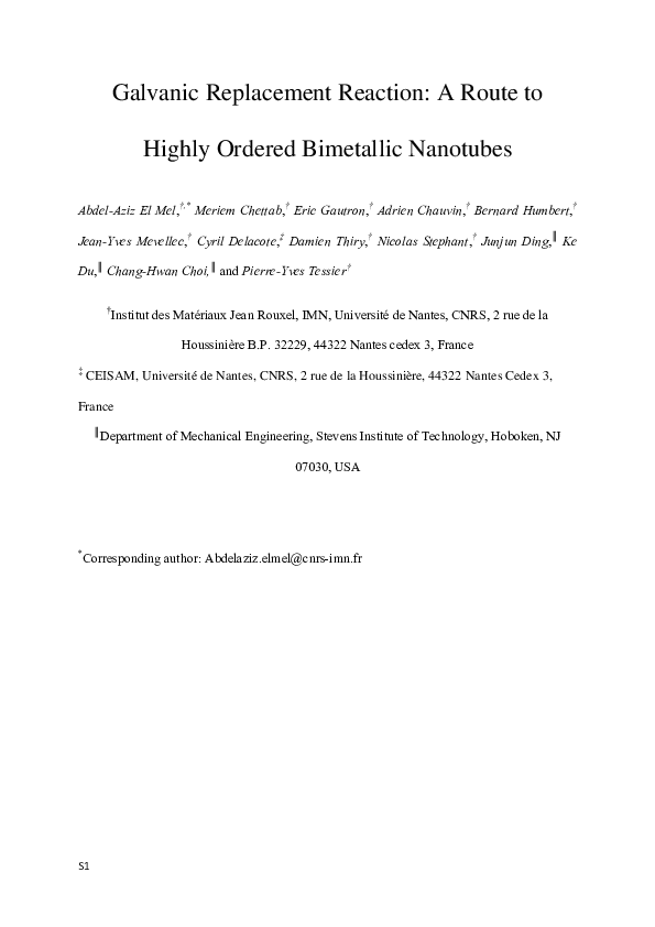 (PDF) Galvanic Replacement Reaction: A Route to Highly Ordered ...
