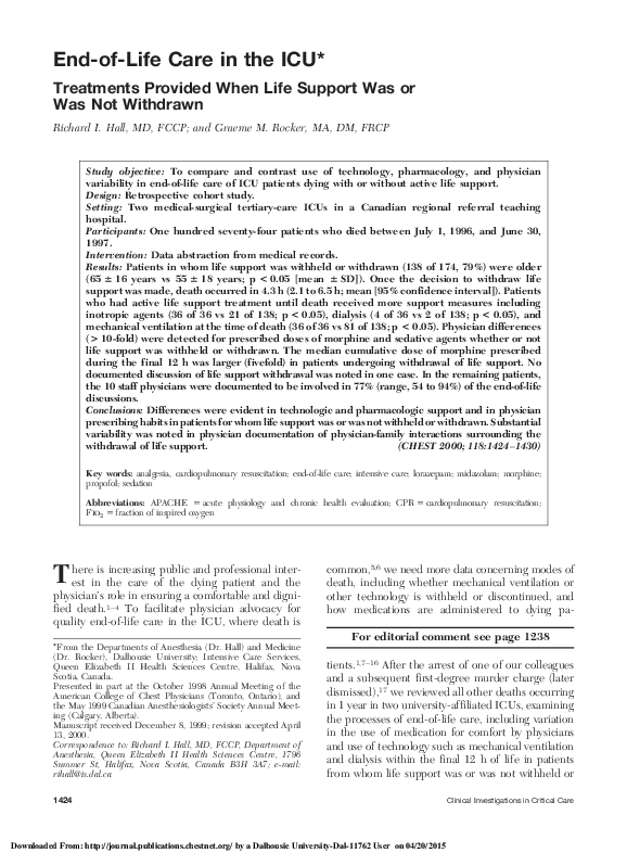 (PDF) End-of-Life Care in the ICU