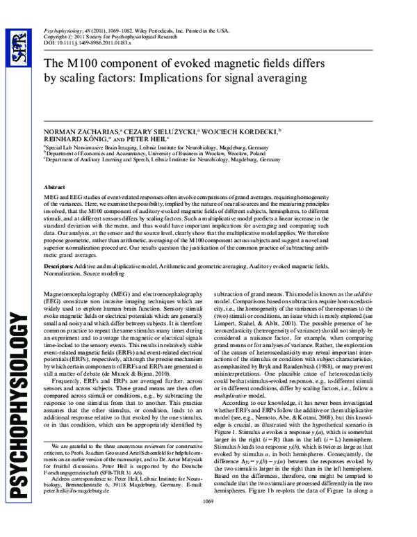(PDF) The M100 component of evoked magnetic fields differs by scaling ...