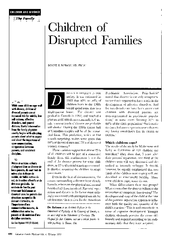 (PDF) Children of Disrupted Families: Reducing the harmful effects
