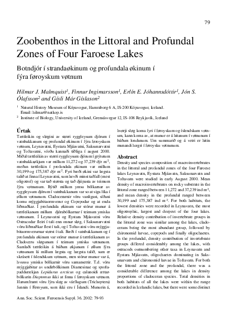 (PDF) Zoobenthos in the Littoral and Profundal Zones of Four