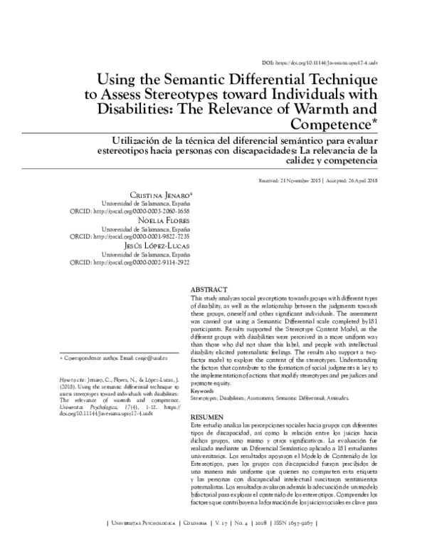 (PDF) Using the Semantic Differential Technique to Assess Stereotypes ...