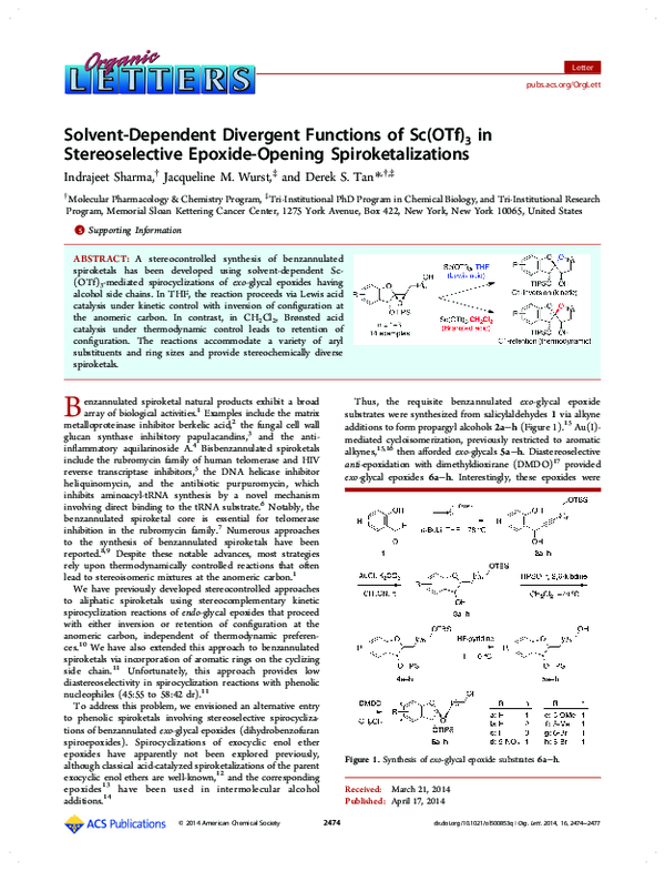 (PDF) Solvent-Dependent Divergent Functions of Sc(OTf) 3 in ...